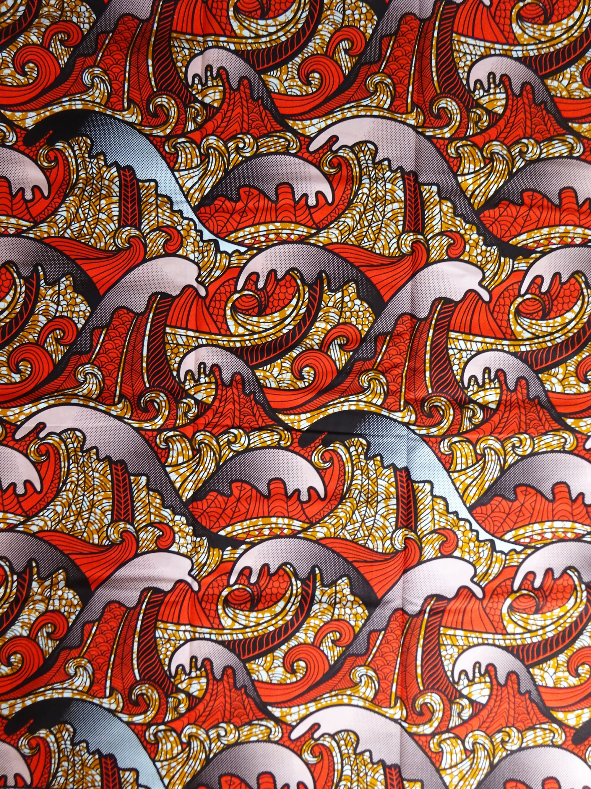 African Fabric by the Yards Wave Print Fabric Red African | Etsy