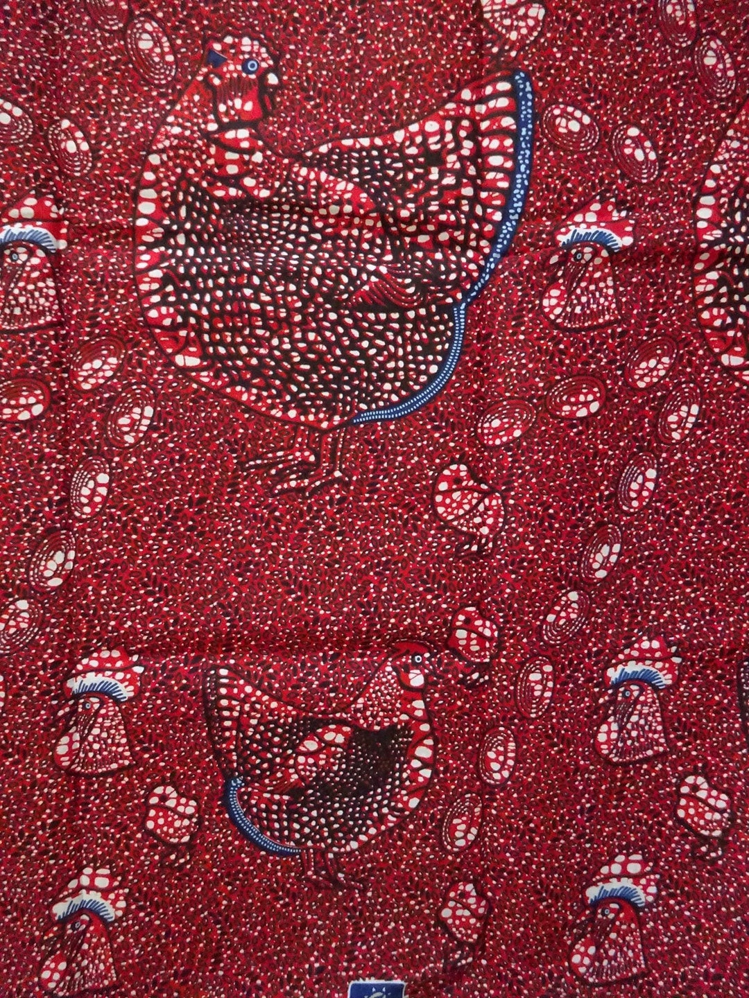 Red African Fabric, Hen Print Fabric, Chickens Bird Print Fabric ...