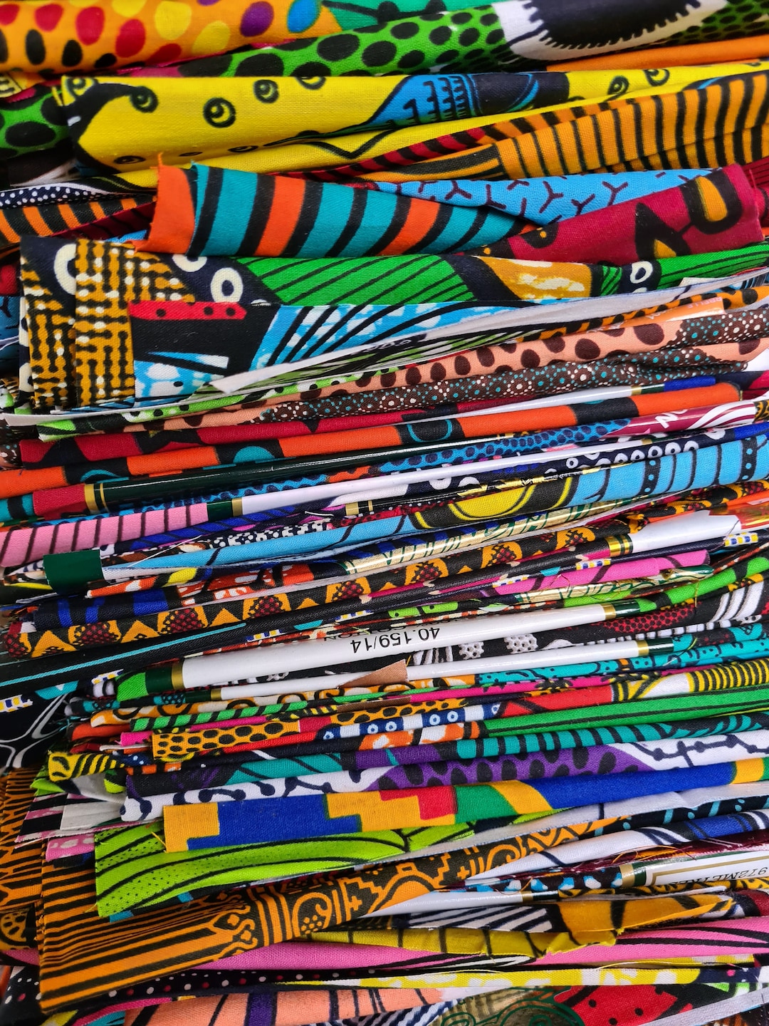 African Fabric Craft Set of Different 8"x22, African Wax Print Fabric ...