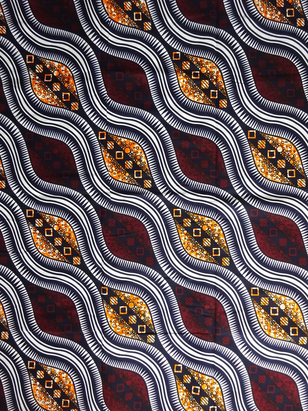 Wave Fabric Cotton African Fabric, Geometric Print Fabric by the Yard ...