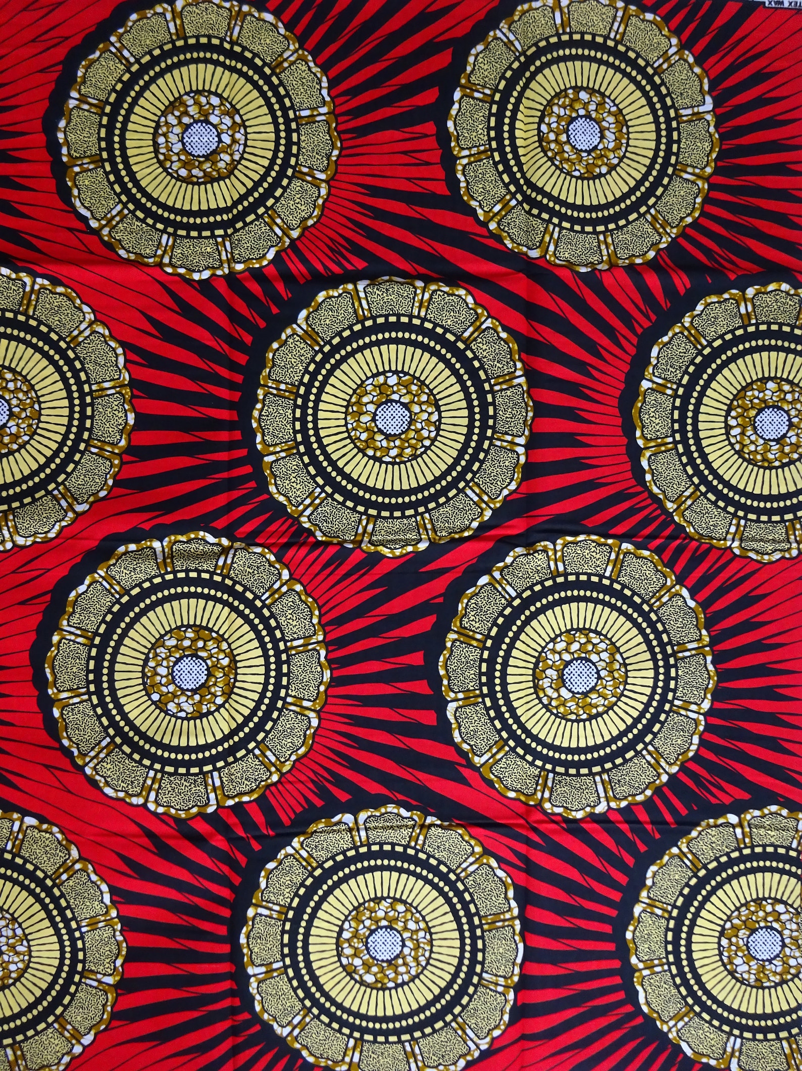 African Fabric by the Yard Red Yellow Ankara Fabric African | Etsy