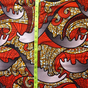 African Fabric by the Yards Wave Print Fabric Red African Fabric ...