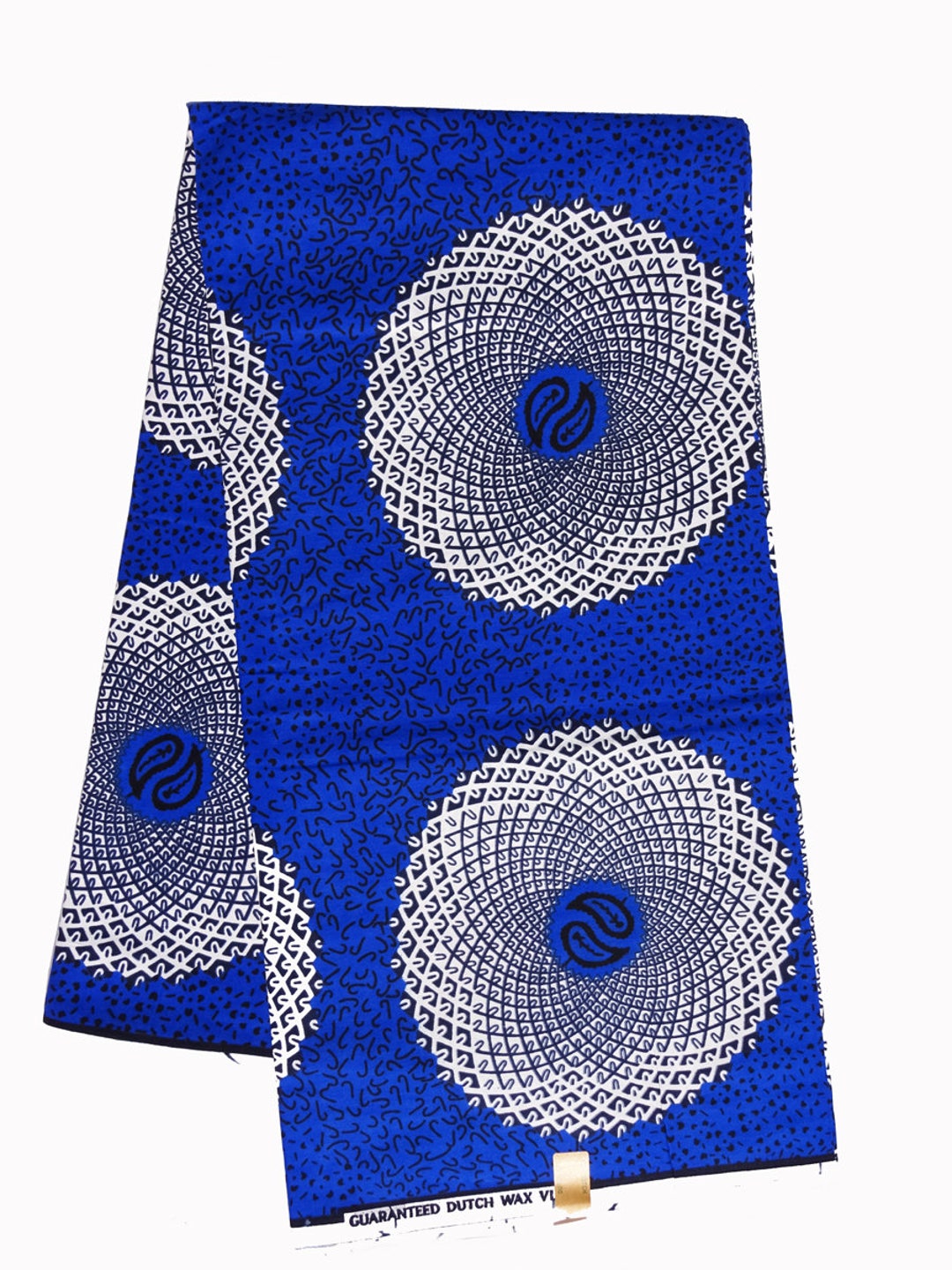 African Fabric, Blue White Water Well African Print Fabric by the Yard ...