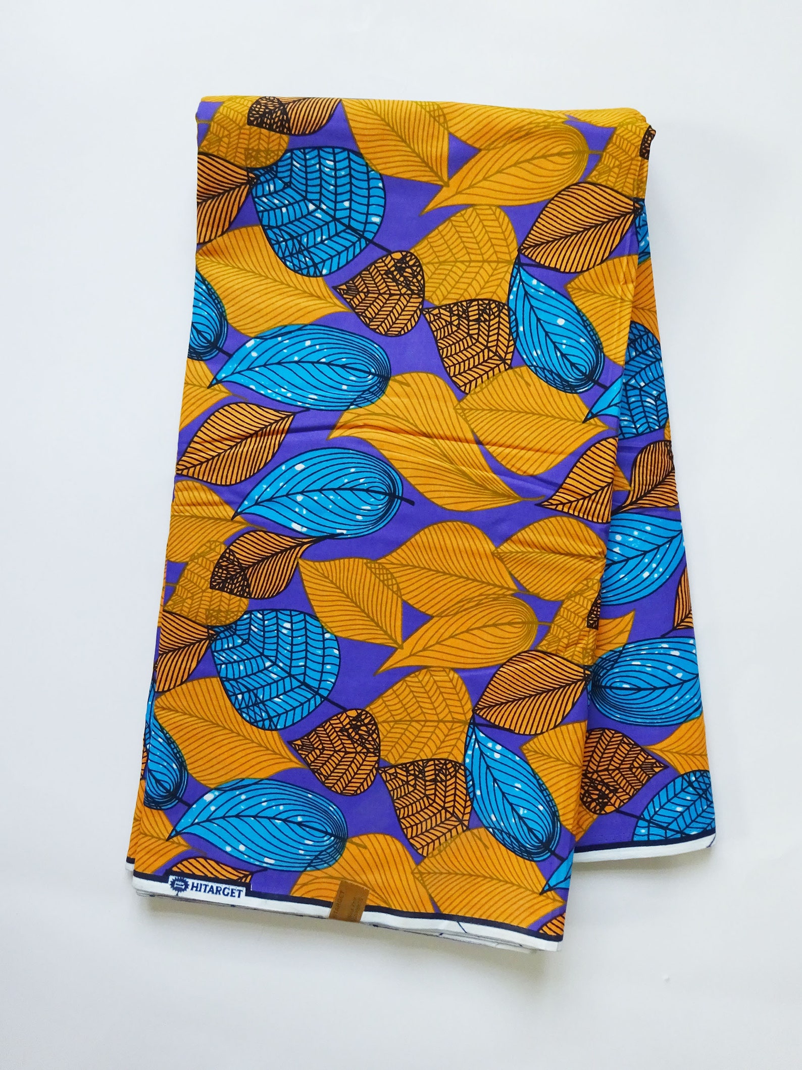 Orange purple sky blue African print Fabric Leaves African | Etsy