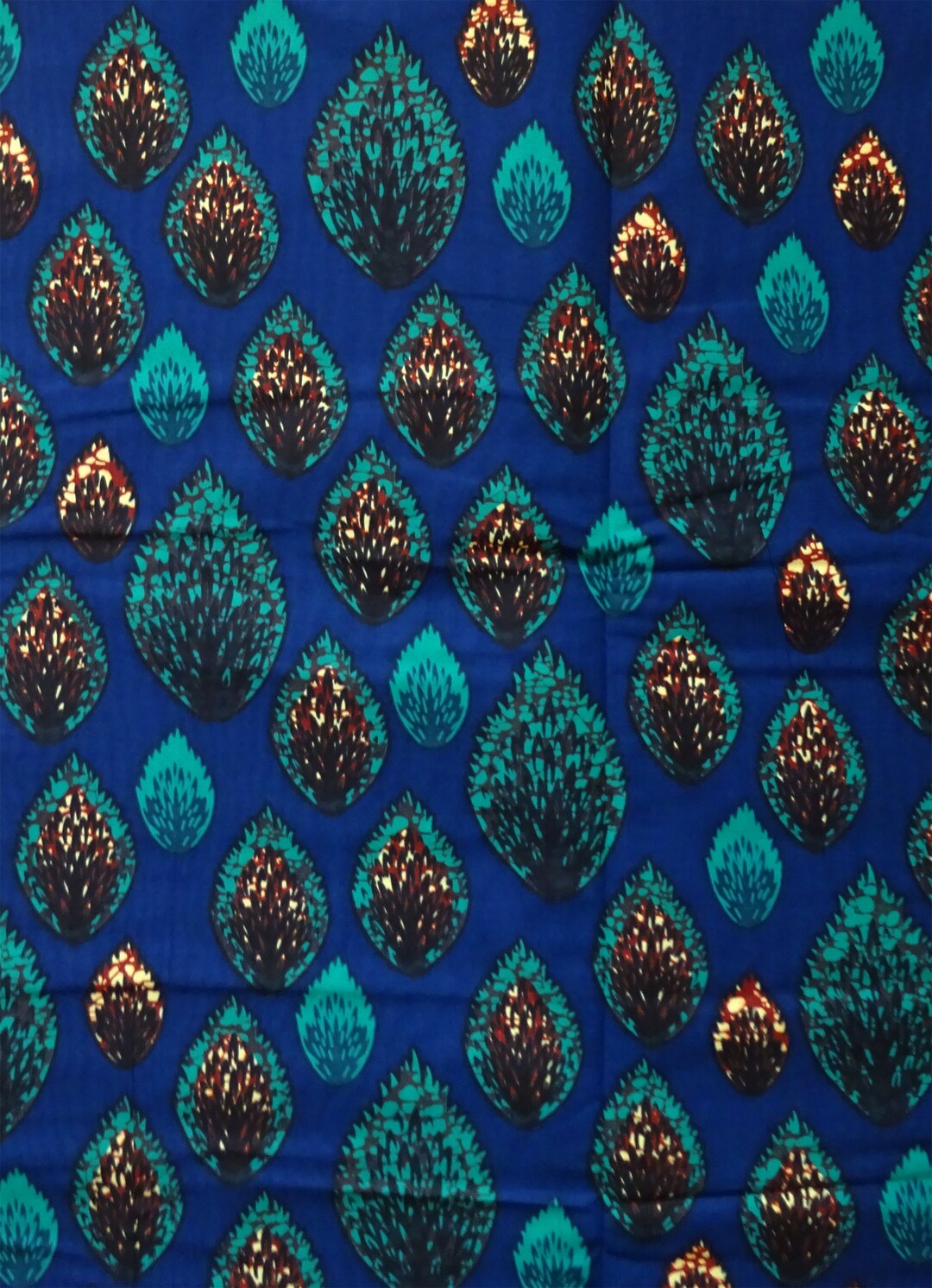 Blue African Print Fabric: Cotton Ankara Leaf Fabric by the Yard - Etsy