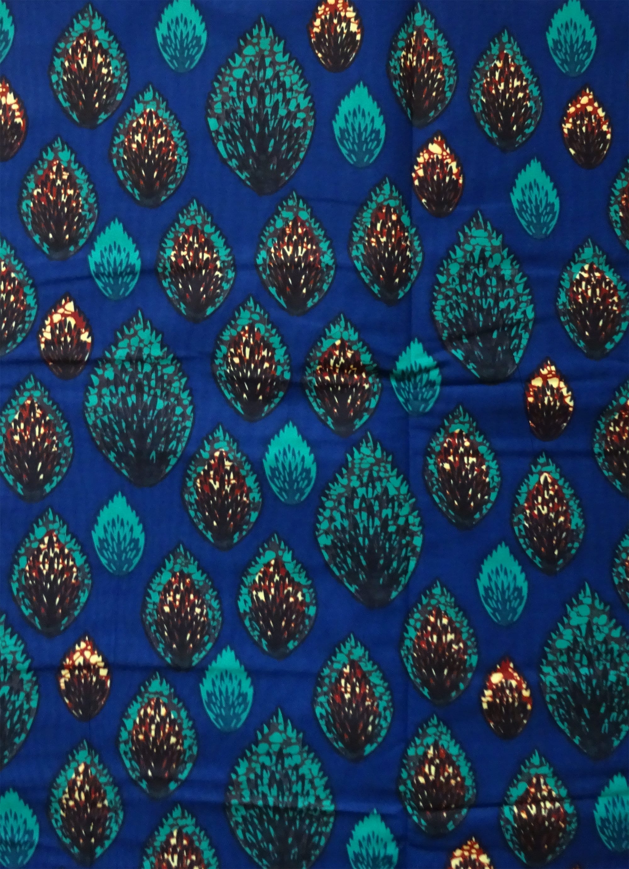 Leaves Africa print blue green African fabric by the yard wax | Etsy