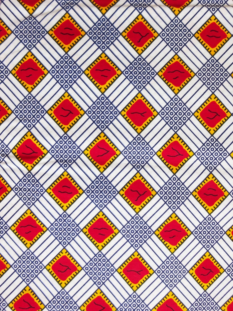 Geometric print plaid Cotton fabrics African print fabric by | Etsy