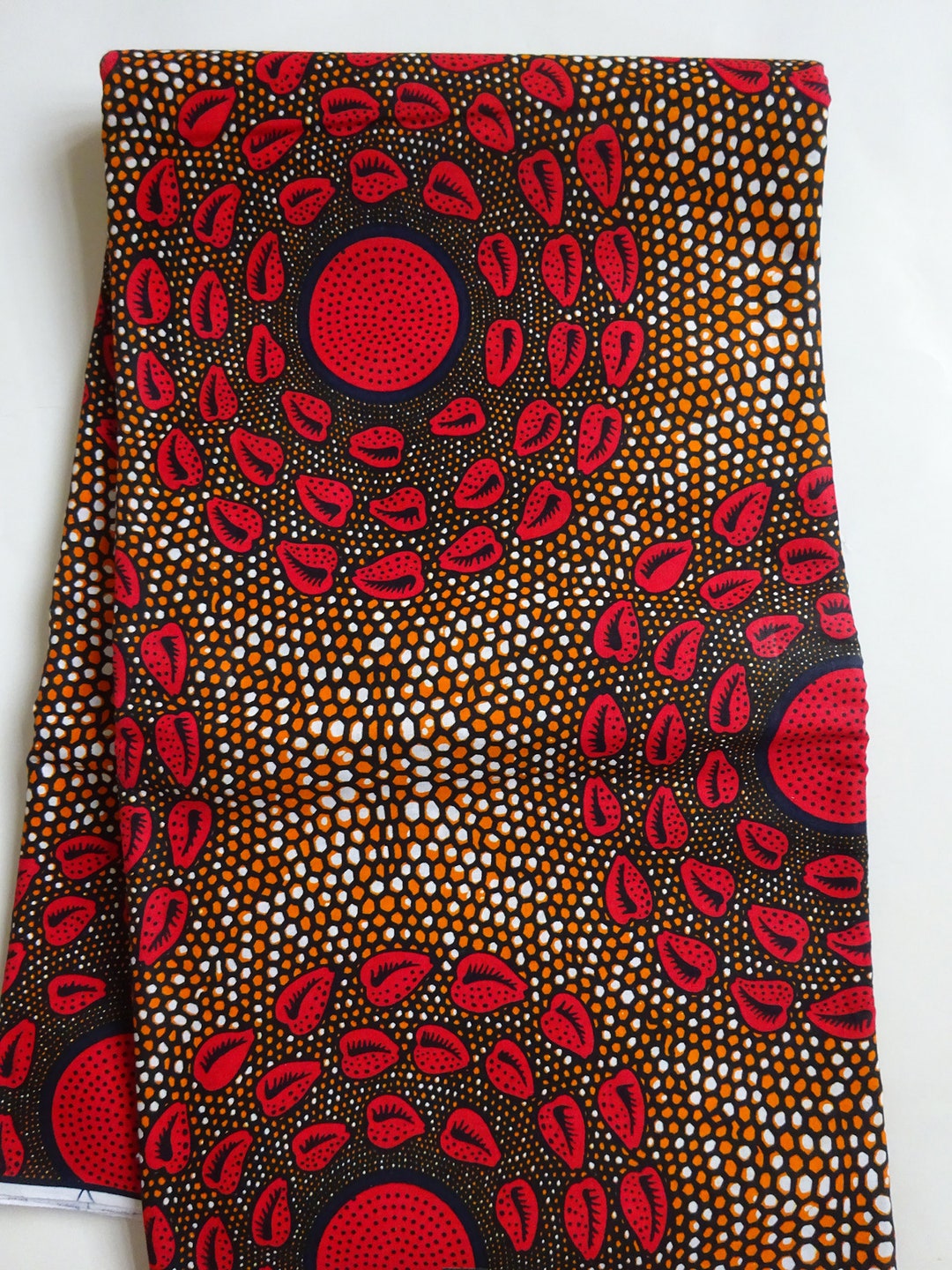 Red and Brown African Fabric by the Yard, 100% Cotton African Material ...