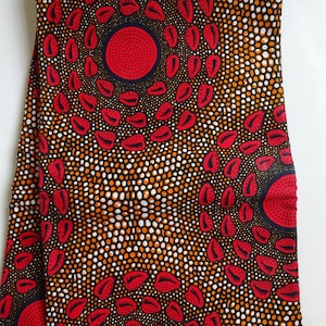Red and Brown African Fabric by the Yard, 100% Cotton African Material ...