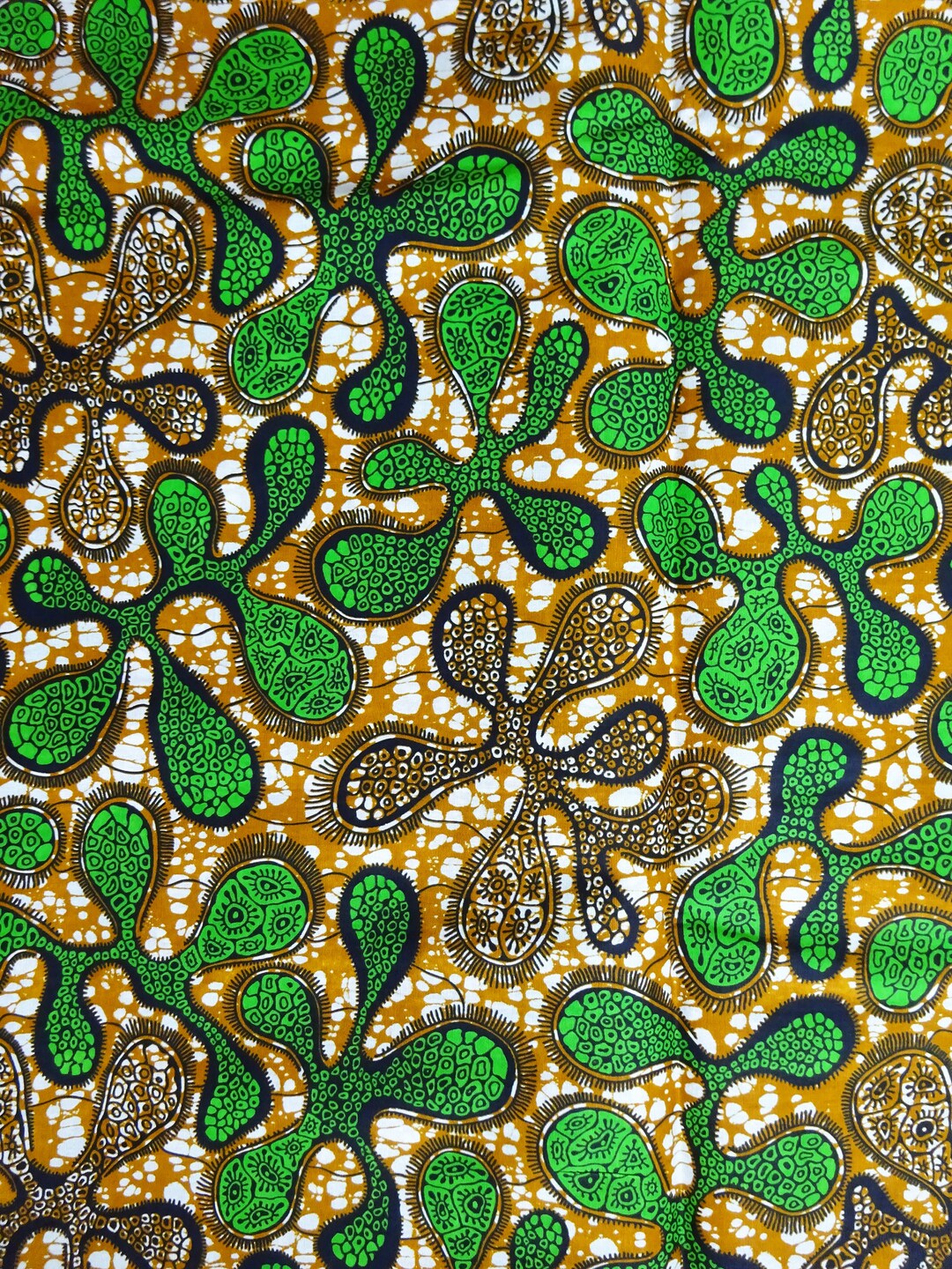 African Fabric Green Print by the Yards Ankara Fabric African Wax Print ...