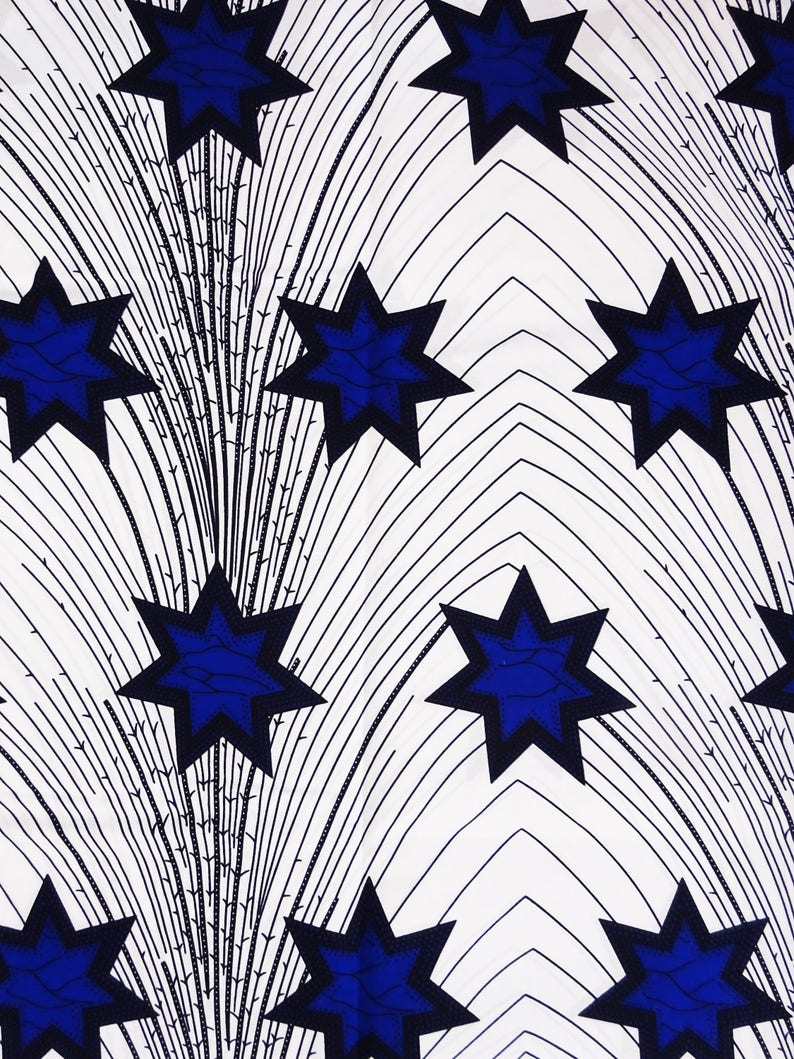 African fabric White blue African print Fabric by the yard Wax | Etsy