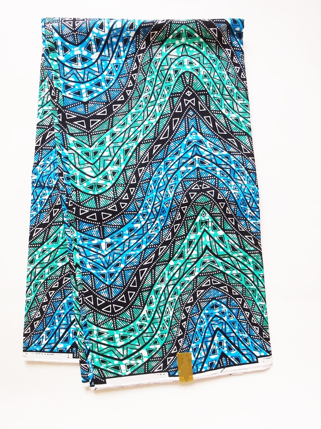 Blue Green African Print Fabric, African Fabric by the Yard, African ...