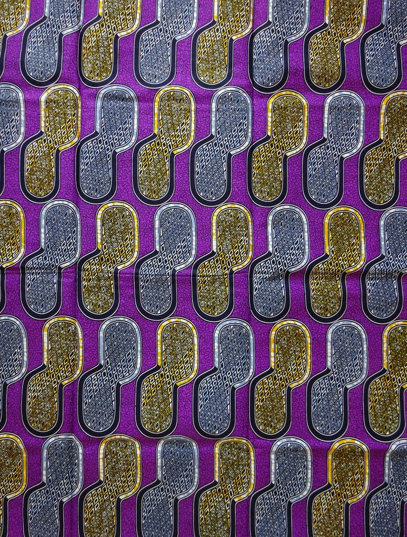 African Fabric by the Yard Purple Cotton Fabric, Abstract Design Ankara ...