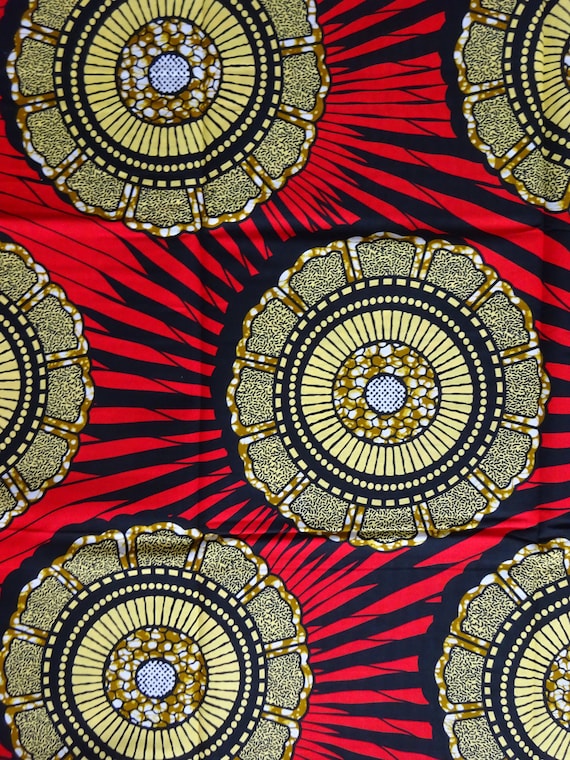 African Fabric by the Yard Red Yellow Ankara Fabric African | Etsy