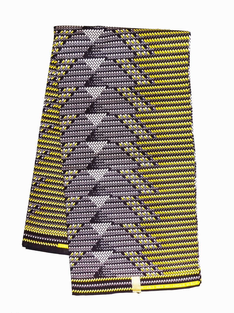 African fabric yellow geometric print cotton fabric African | Etsy