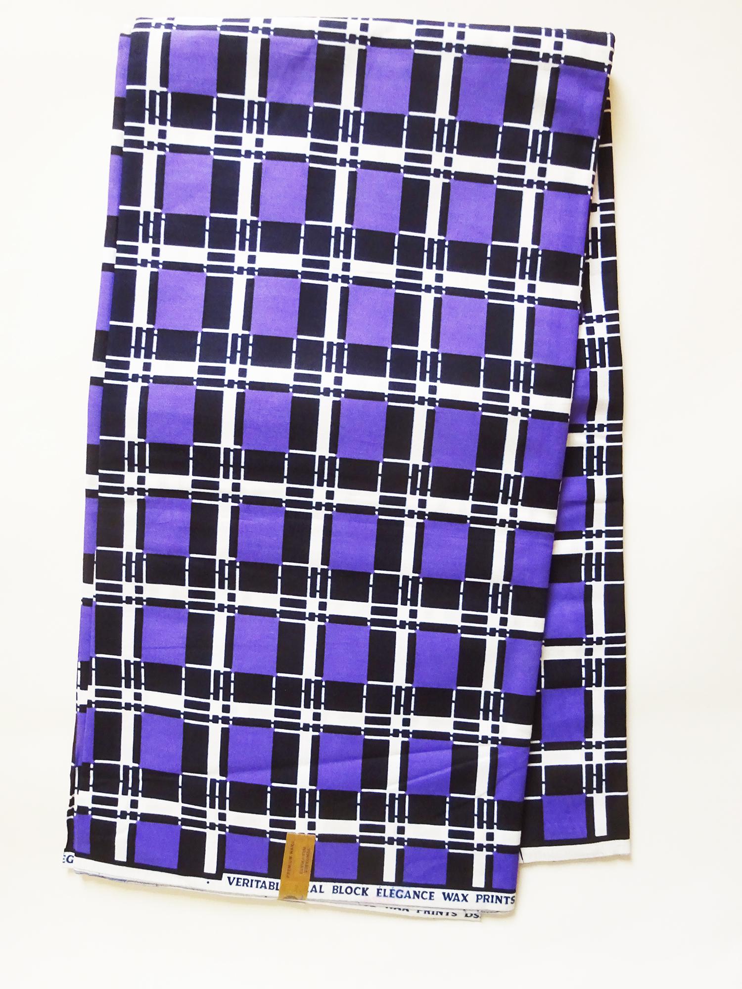 Purple African Fabric, Modern Kente Print by the Yard, Purple White ...