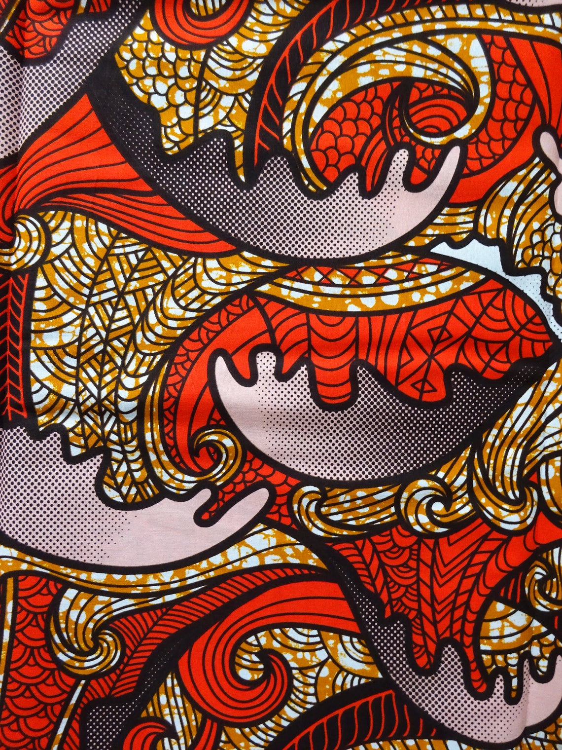 African Fabric by the Yards Wave Print Fabric Red African - Etsy