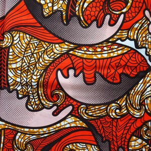African Fabric by the Yards Wave Print Fabric Red African Fabric ...