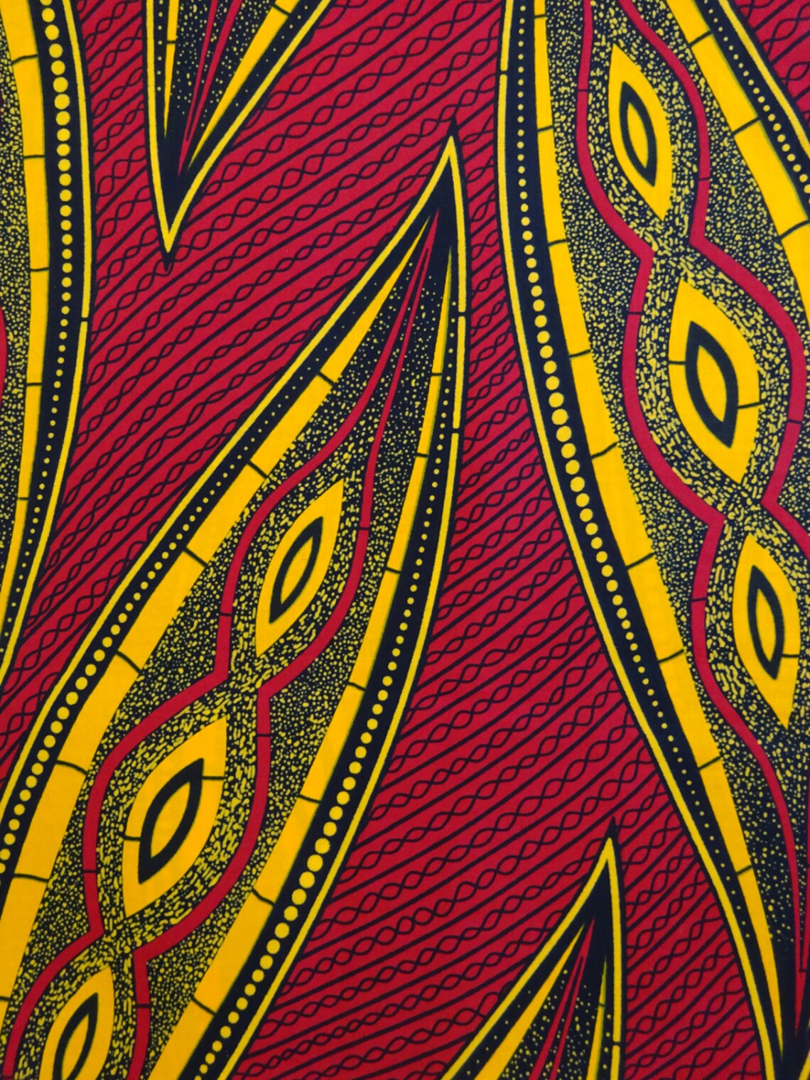 African Print Fabric Sold by Yard Red Yellow Abstract African Pattern ...