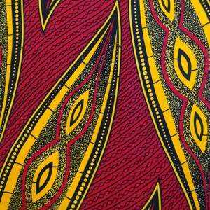 African Print Fabric Sold by Yard Red Yellow Abstract African Pattern ...