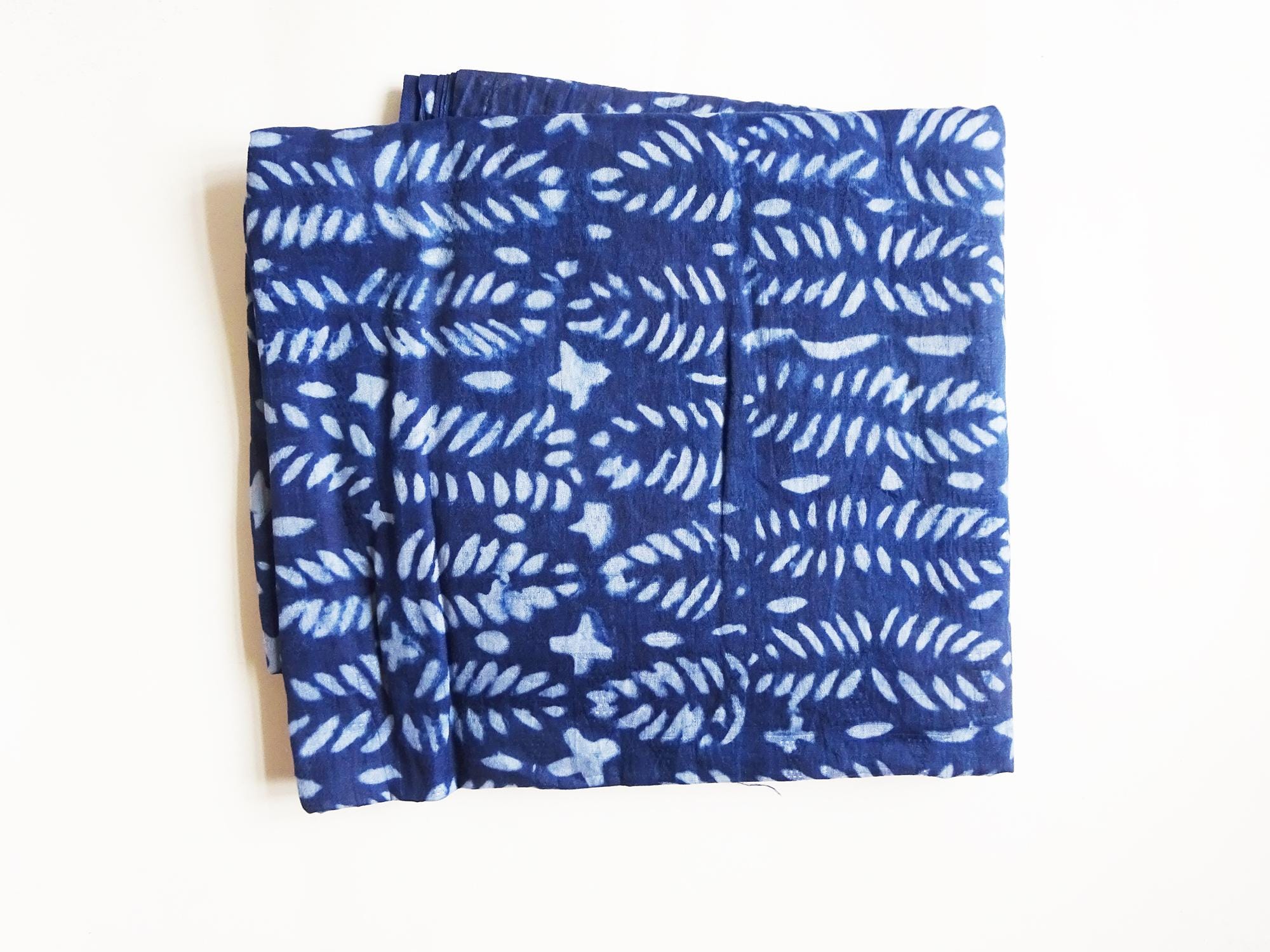 Hand Printed Fabric, Adire African Cloth Indigo Batik Fabric by Yards ...