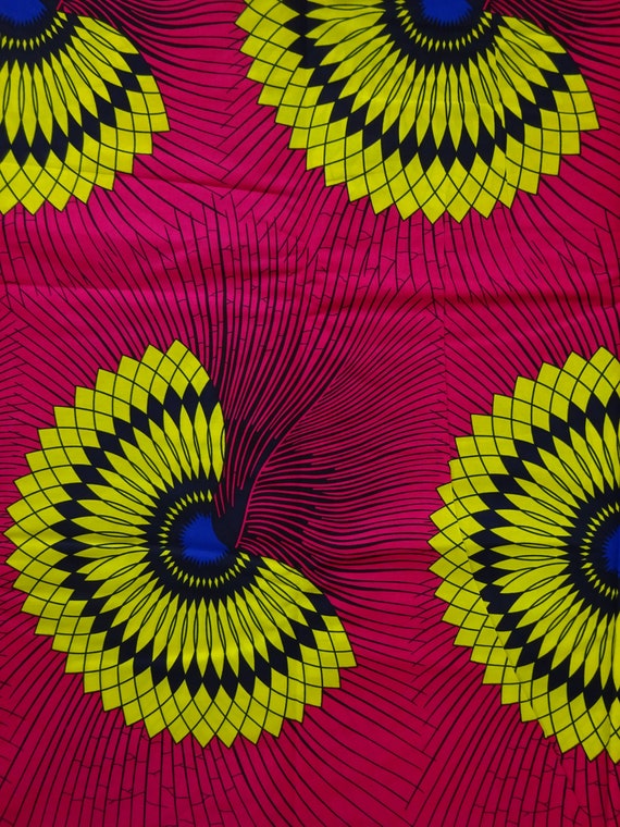African fabric Pink Yellow swirls print fabric by the yard | Etsy