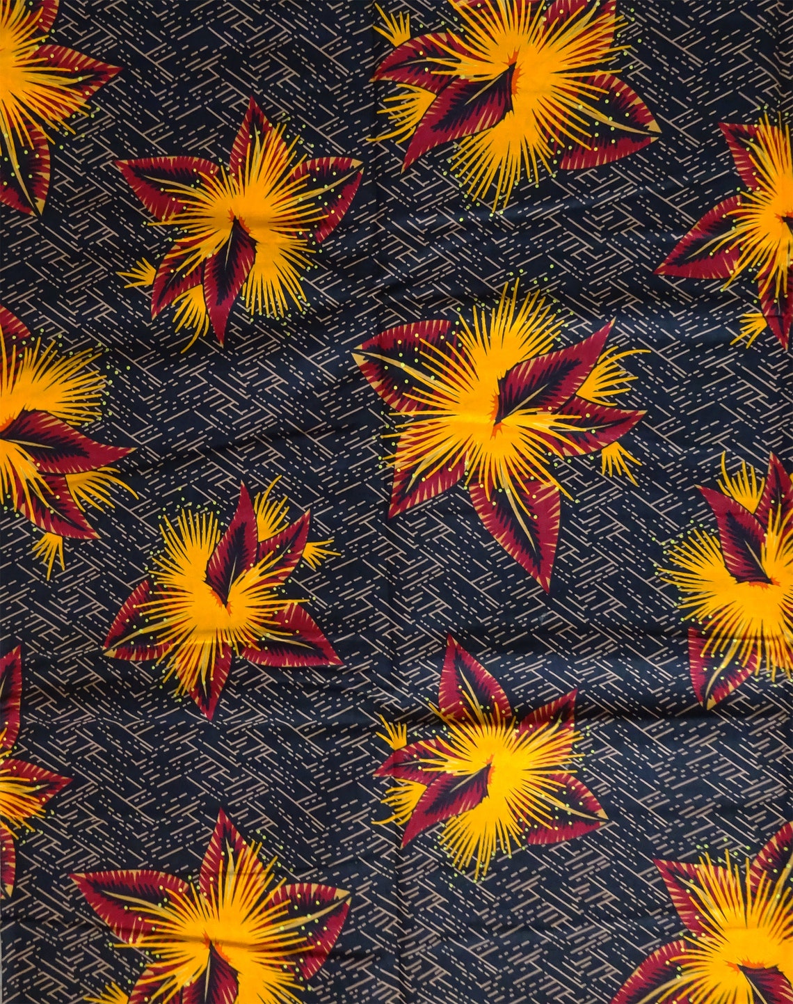 Black African Print Fabric Floral Print African Fabric by the Yard Wax ...