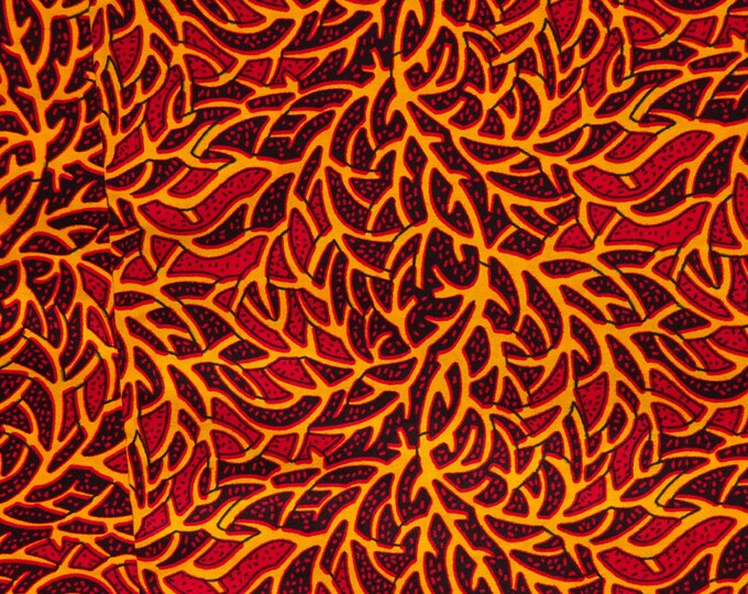Ankara by the Yard Red and Orange African Print Fabric per Yard African ...