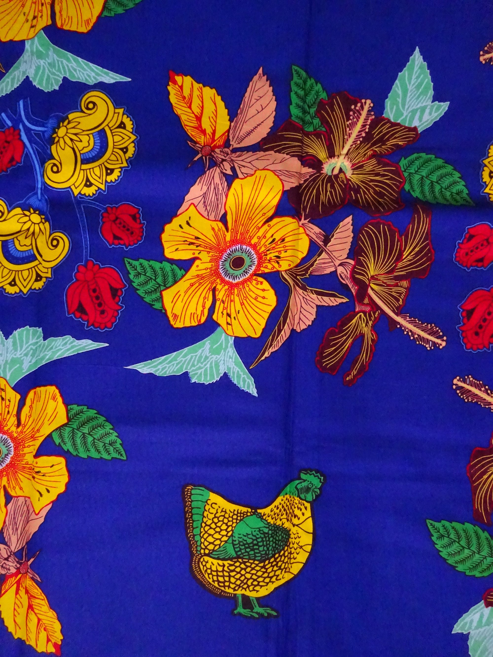 African Fabric Blue Yellow Flower Print African Material by | Etsy
