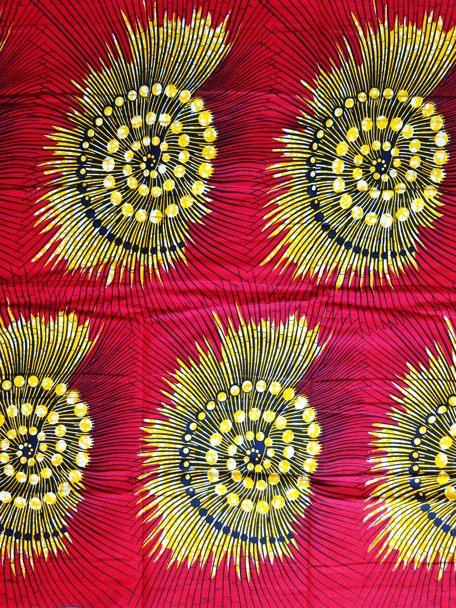 Cotton African Print Fabric Red Orange African Textile by the | Etsy