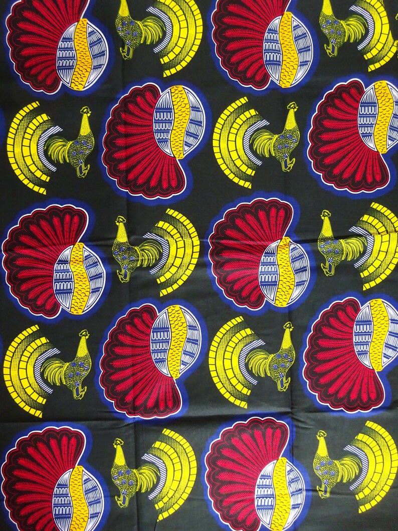 African Print Fabric Hen Chickens Bird Print Fabric African Fabric by ...