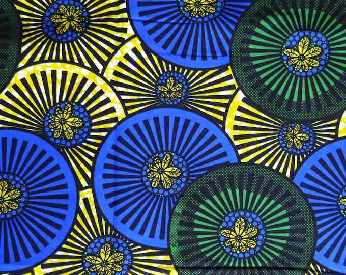 Blue Green African Fabric per Yards, Cotton Fabric by the Yard ...