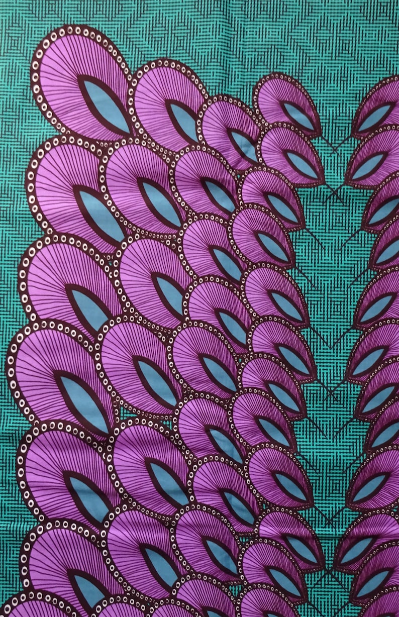 African Print Fabric by the Yards Purple Green Cotton African Fabric ...