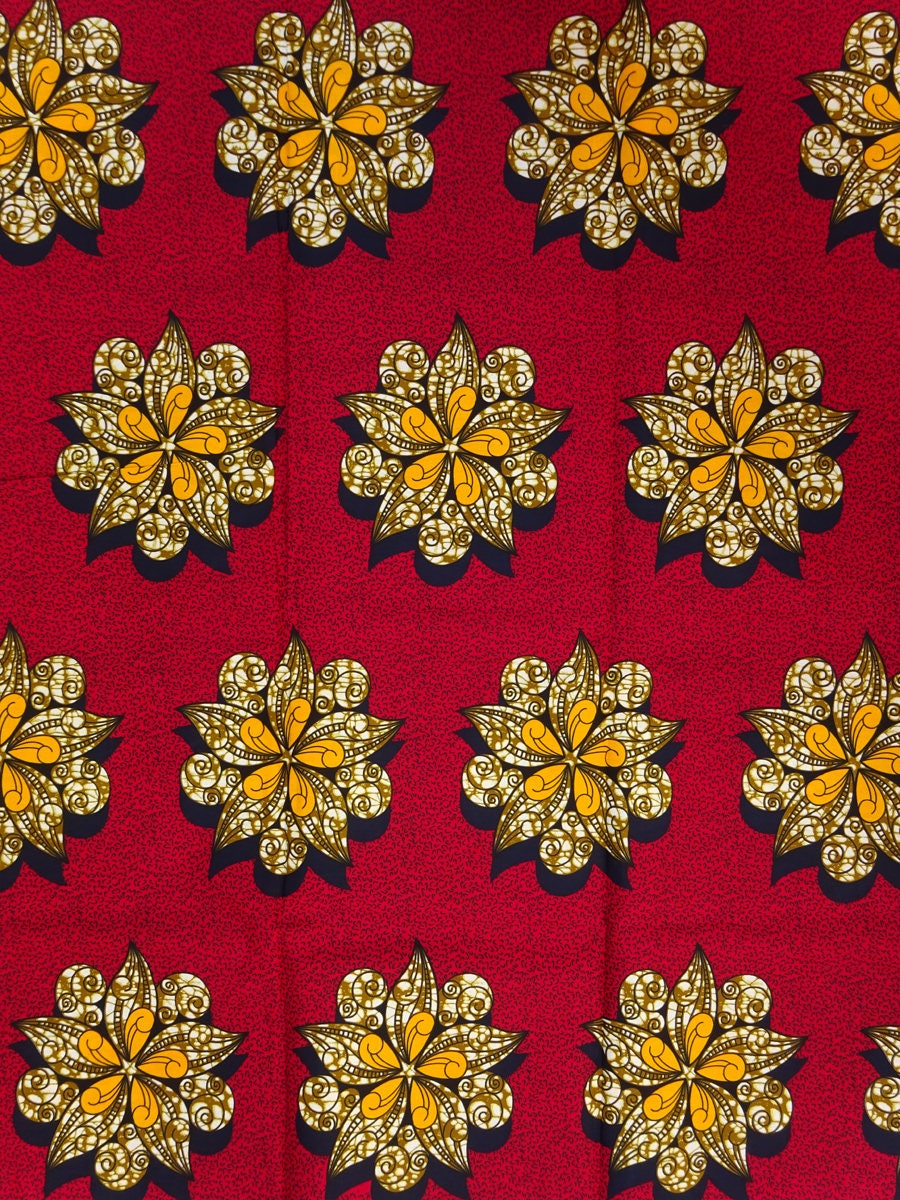African print fabric by the yard Ankara fabric by the yard red | Etsy