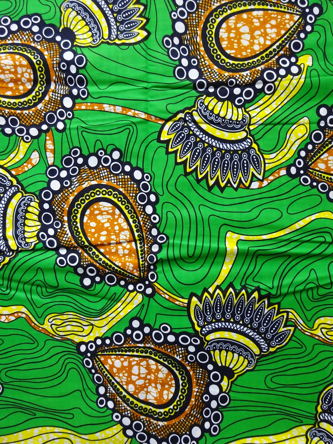 Green Yellow African Print Fabric by the Yard for African Clothing ...