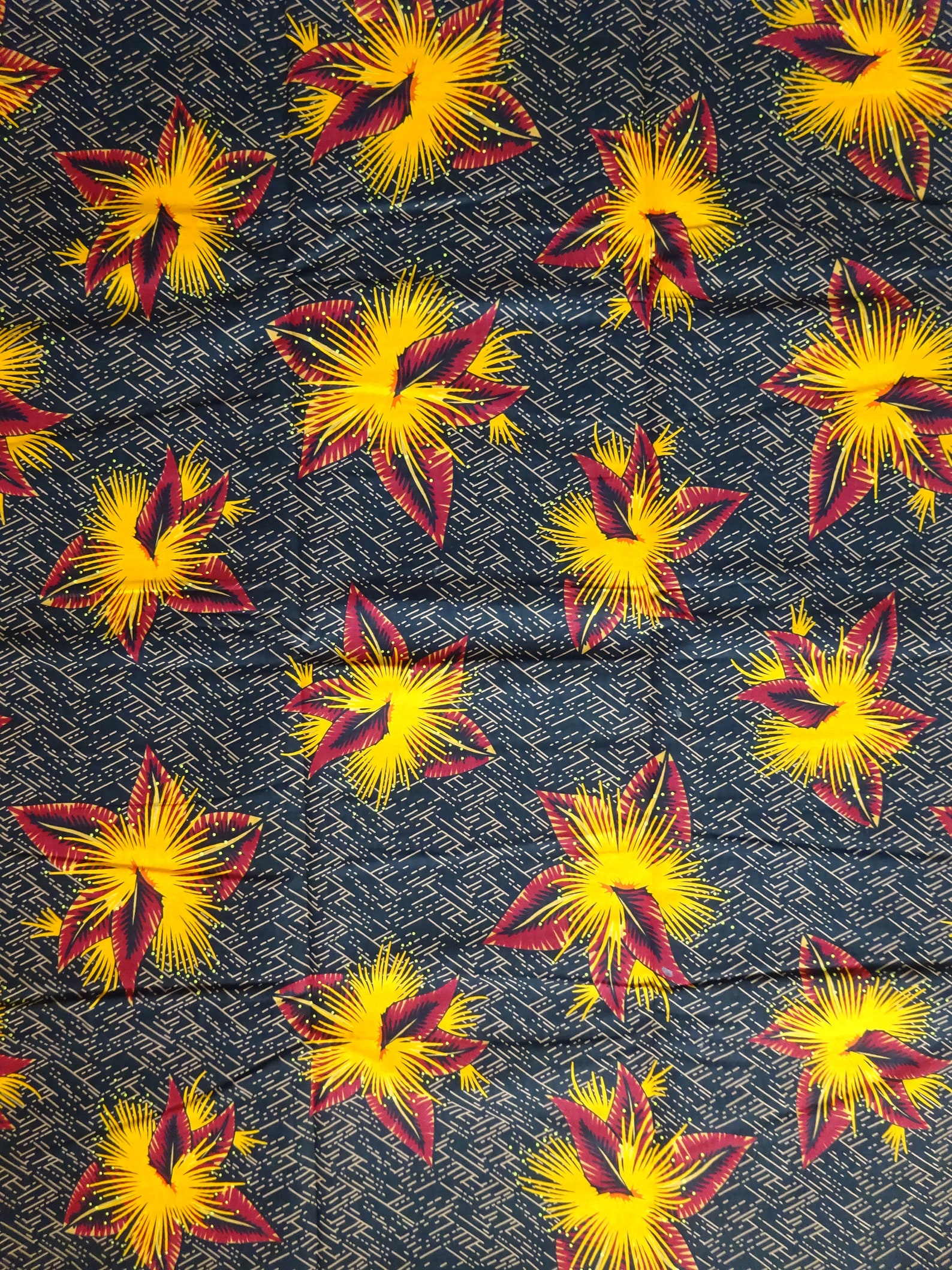 Black African Print Fabric Floral Print African Fabric by the Yard Wax ...