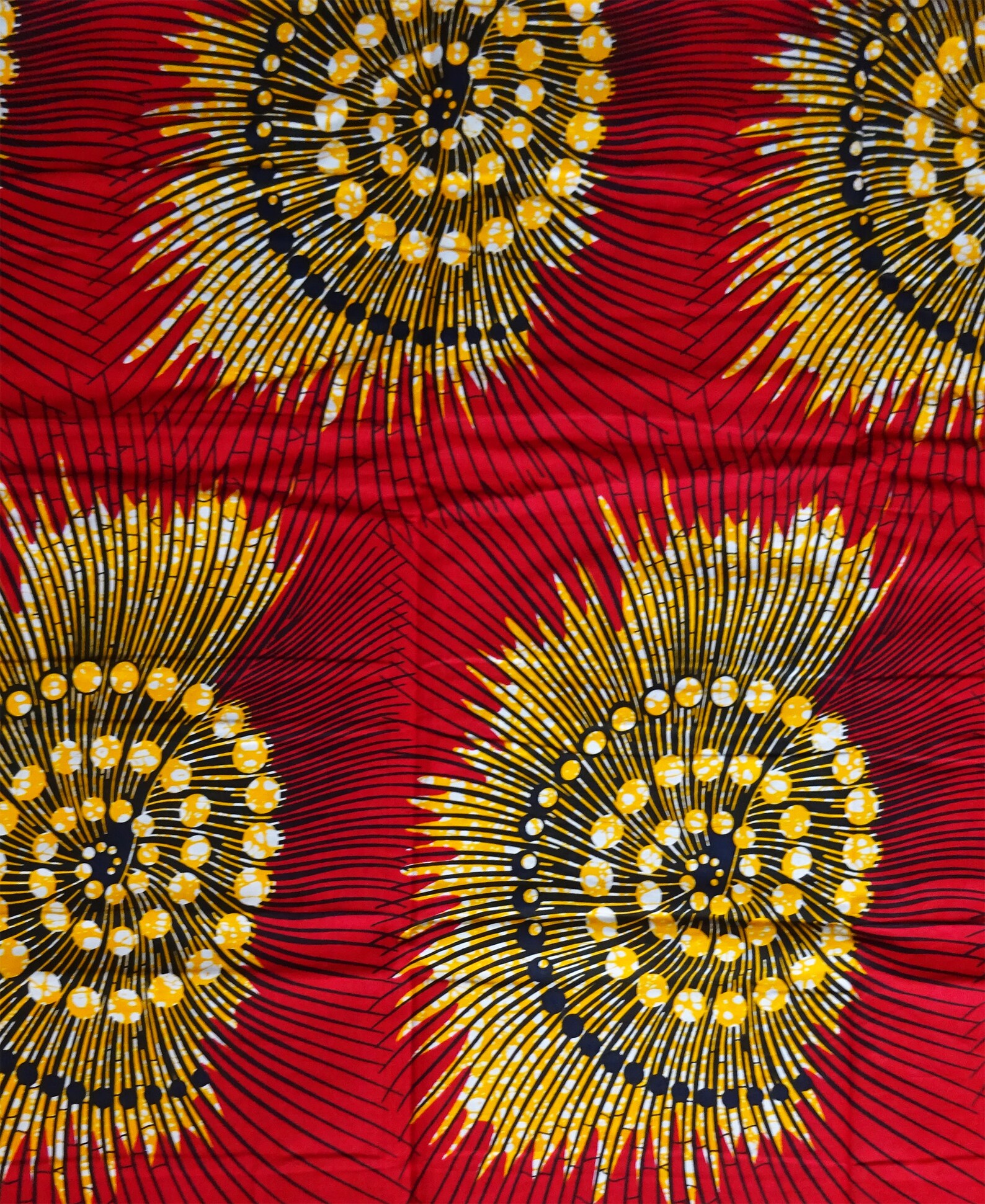 Cotton African Print Fabric Red Orange African Textile by the | Etsy