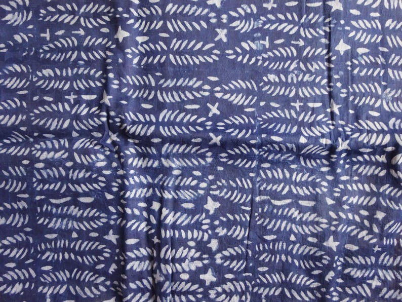 Hand Printed Fabric, Adire African Cloth Indigo Batik Fabric by Yards ...