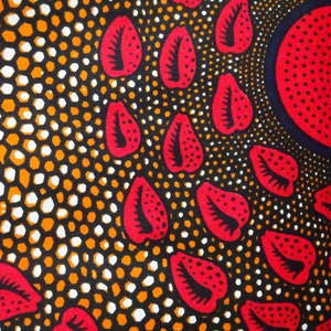 Red and Brown African Fabric by the Yard, 100% Cotton African Material ...