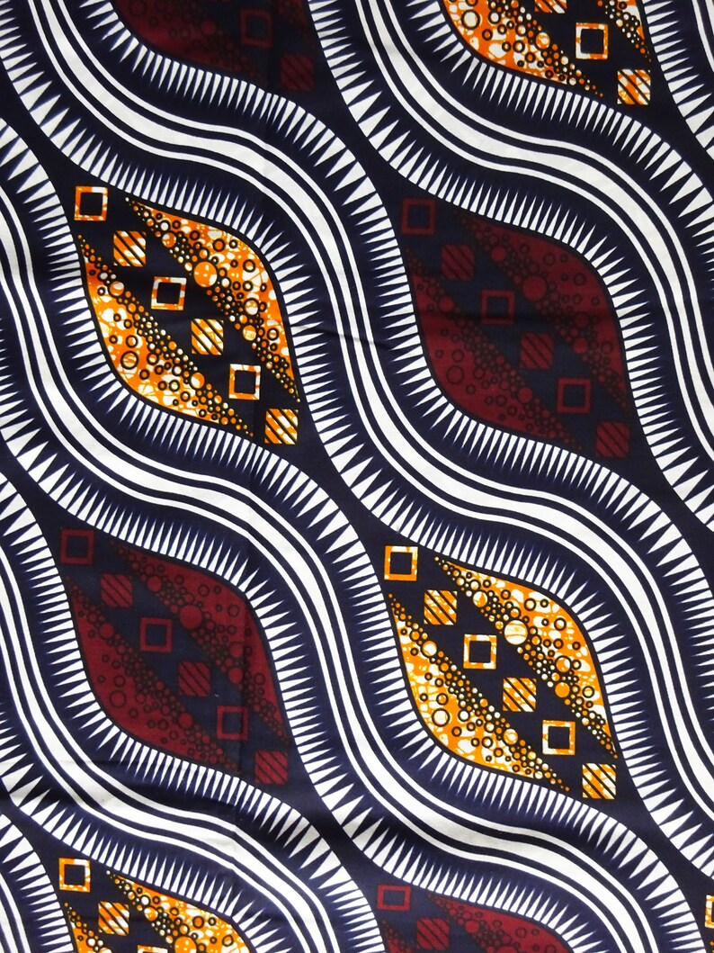 Wave Fabric Cotton African Fabric, Geometric Print Fabric by the Yard ...