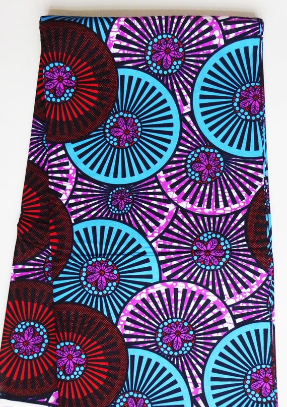 Blue Purple African Fabric per Yards Cotton Fabric by the | Etsy