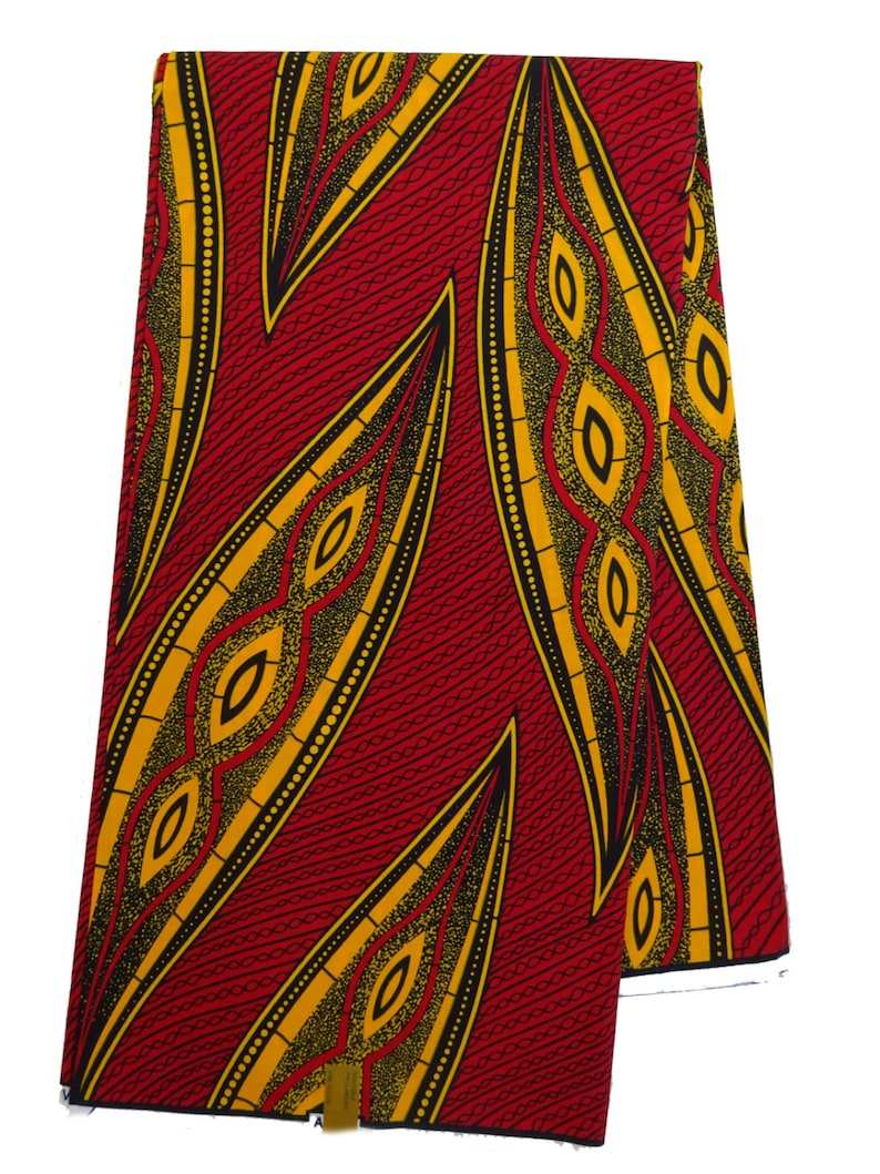 African Print Fabric Sold by Yard Red Yellow Abstract African Pattern ...