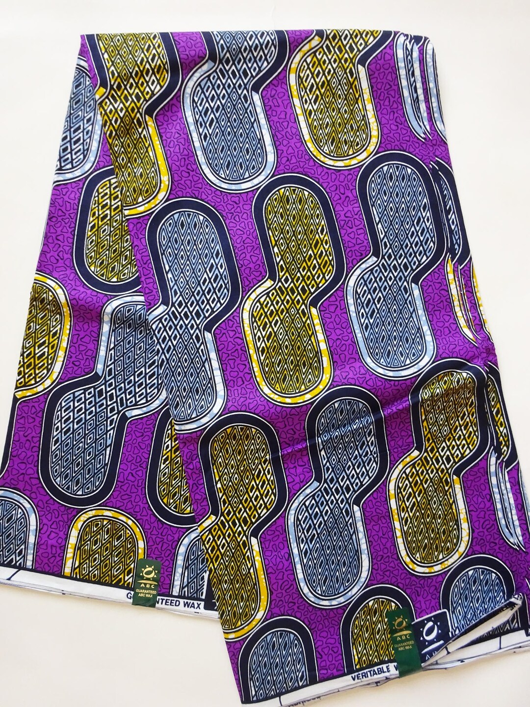 African Fabric by the Yard Purple Cotton Fabric, Abstract Design Ankara ...
