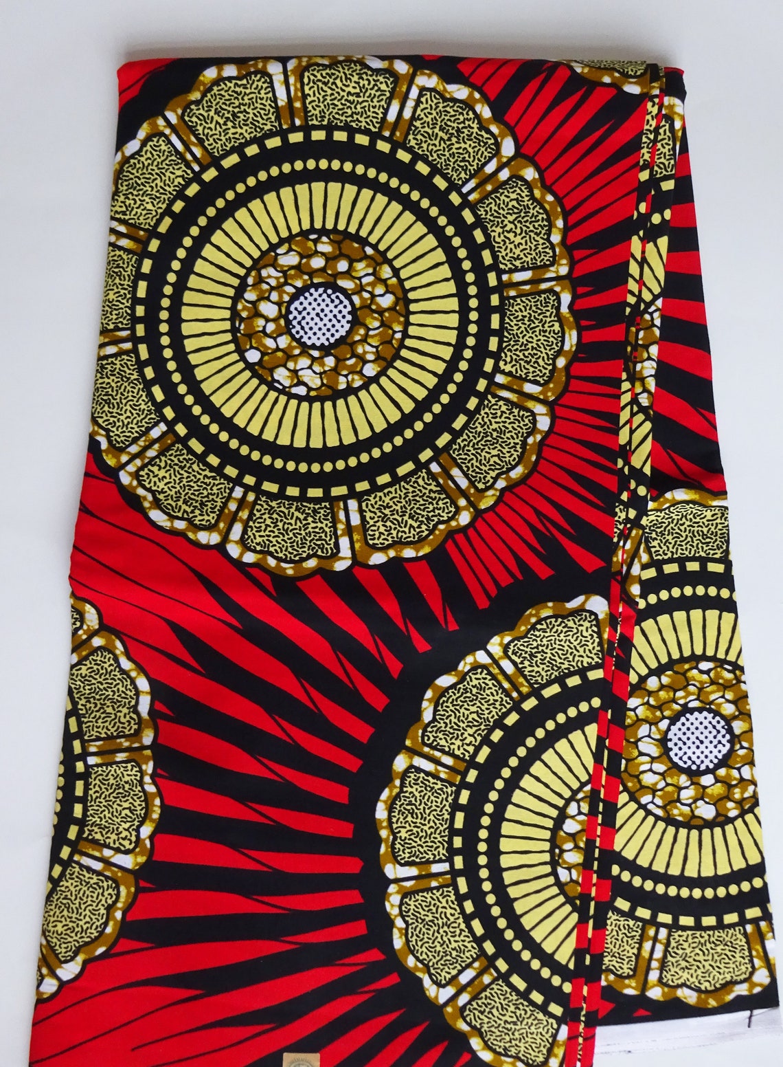 African Fabric by the Yard Red Yellow Ankara Fabric African | Etsy