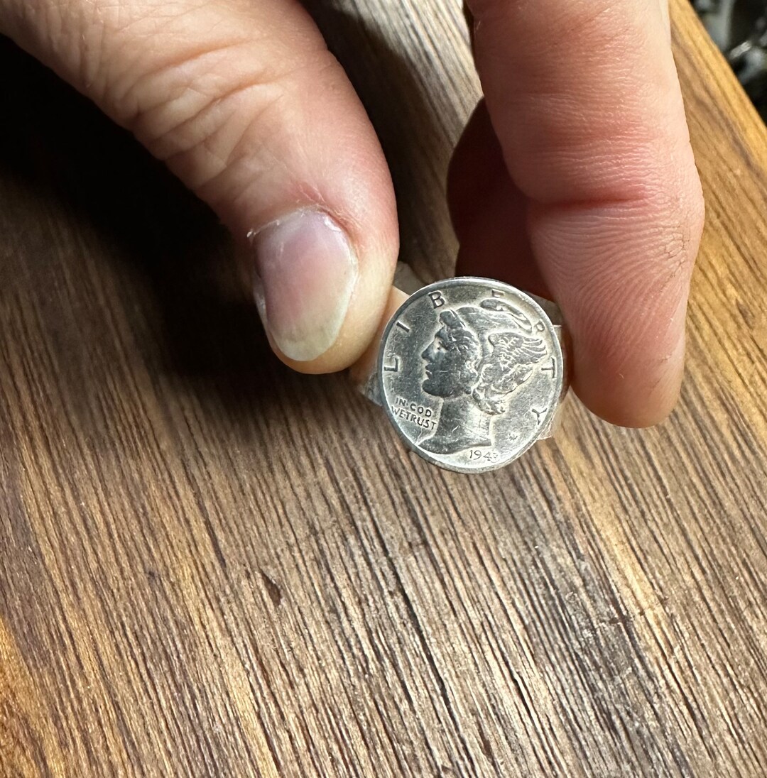 Mercury Dime Ring, Silver Dime Ring, USA Sterling Dime Ring, 1943 Dime ...