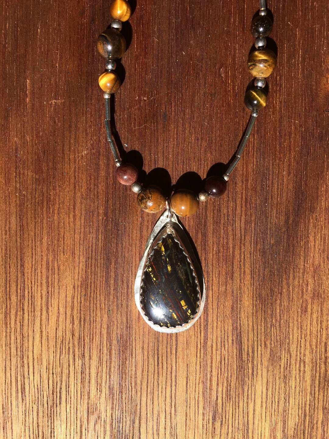 Red Tiger Iron Jasper and Sterling Necklace, Unique Artisan Jasper ...