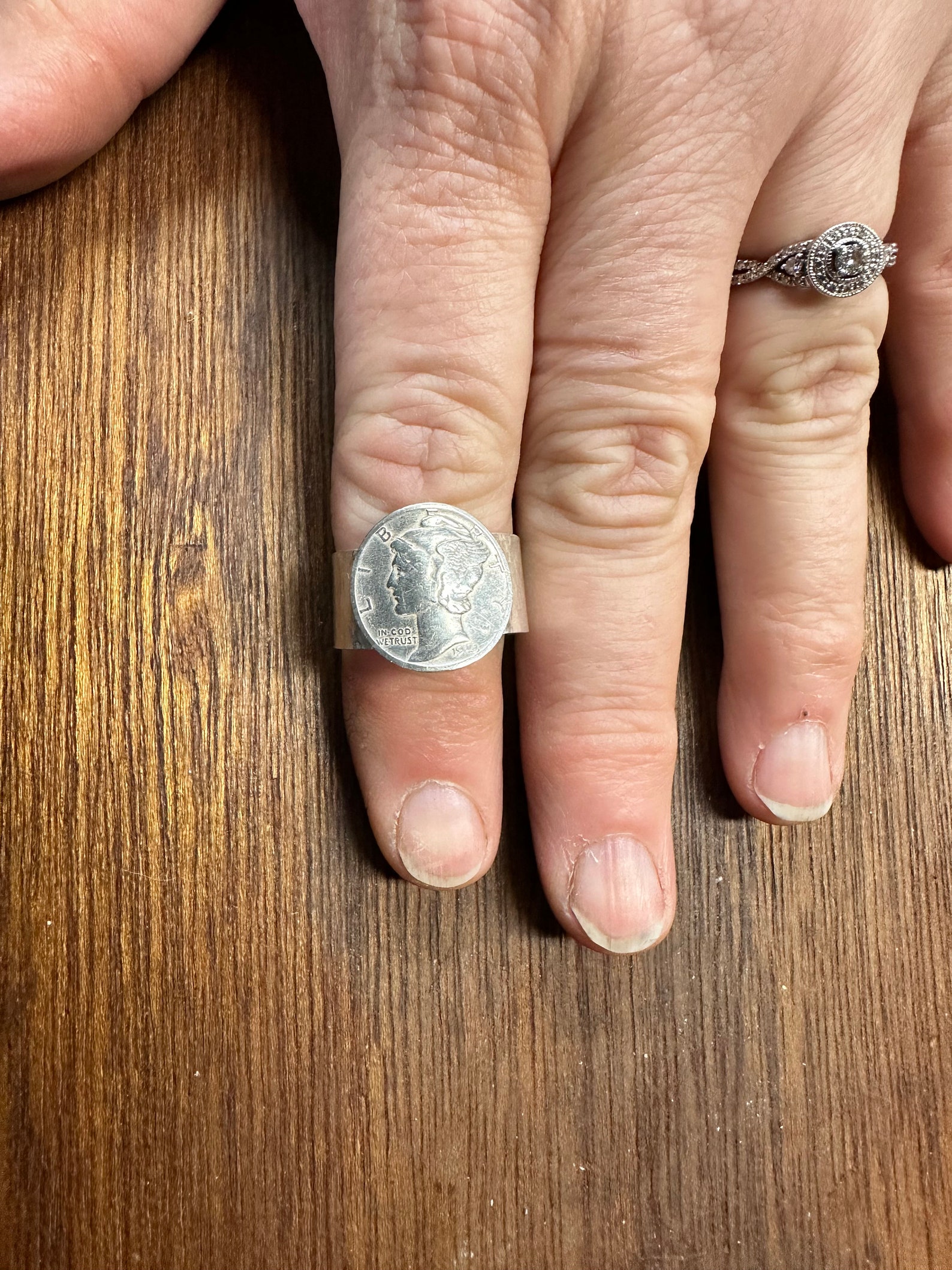Mercury Dime Ring, Silver Dime Ring, USA Sterling Dime Ring, 1943 Dime ...