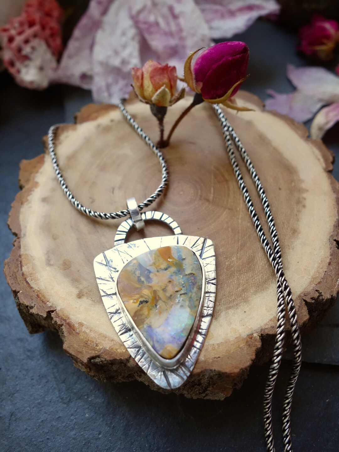Australian Opal Boho Chain Necklace | Unique Jewelry Colorful Opal ...
