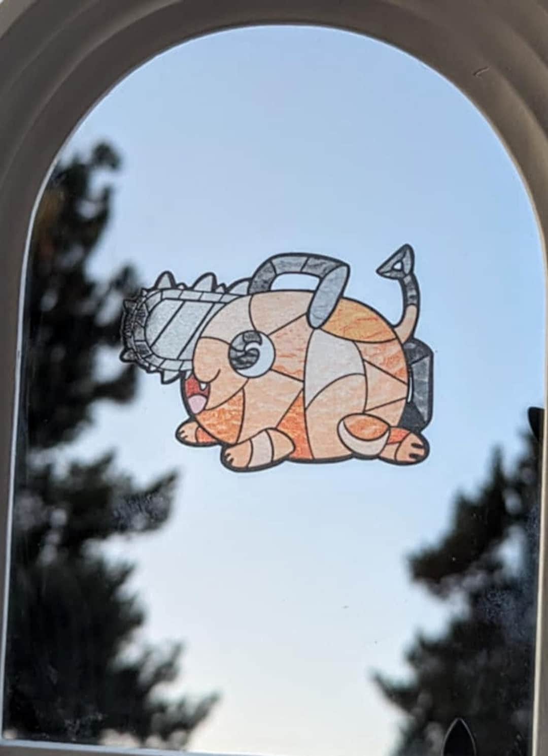 Chainsaw Man Pochita Stained Glass Transparent Stickers and Magnets - Etsy
