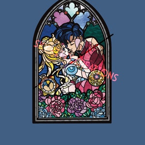 Princess Serenity & Prince Endymion Stained Glass Transparent Stickers ...